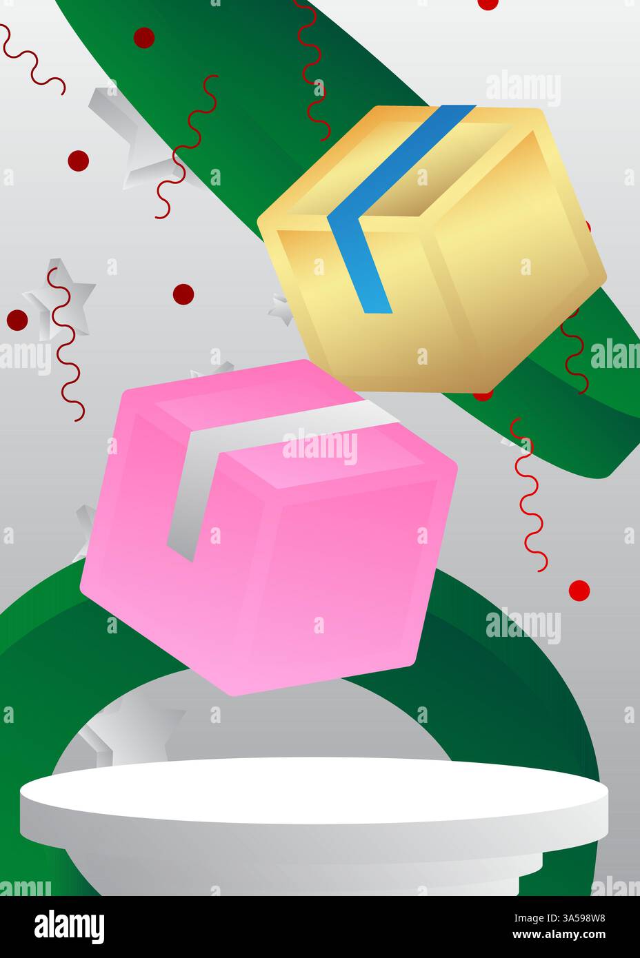 Mockup product display with Cardboard Box. Vector cylinder pedestal ...