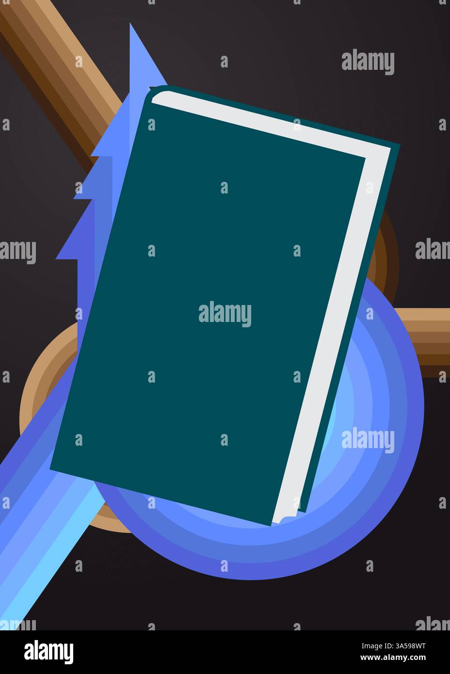 Retro 70s Background with Book. Groovy Education 1970s art template ...