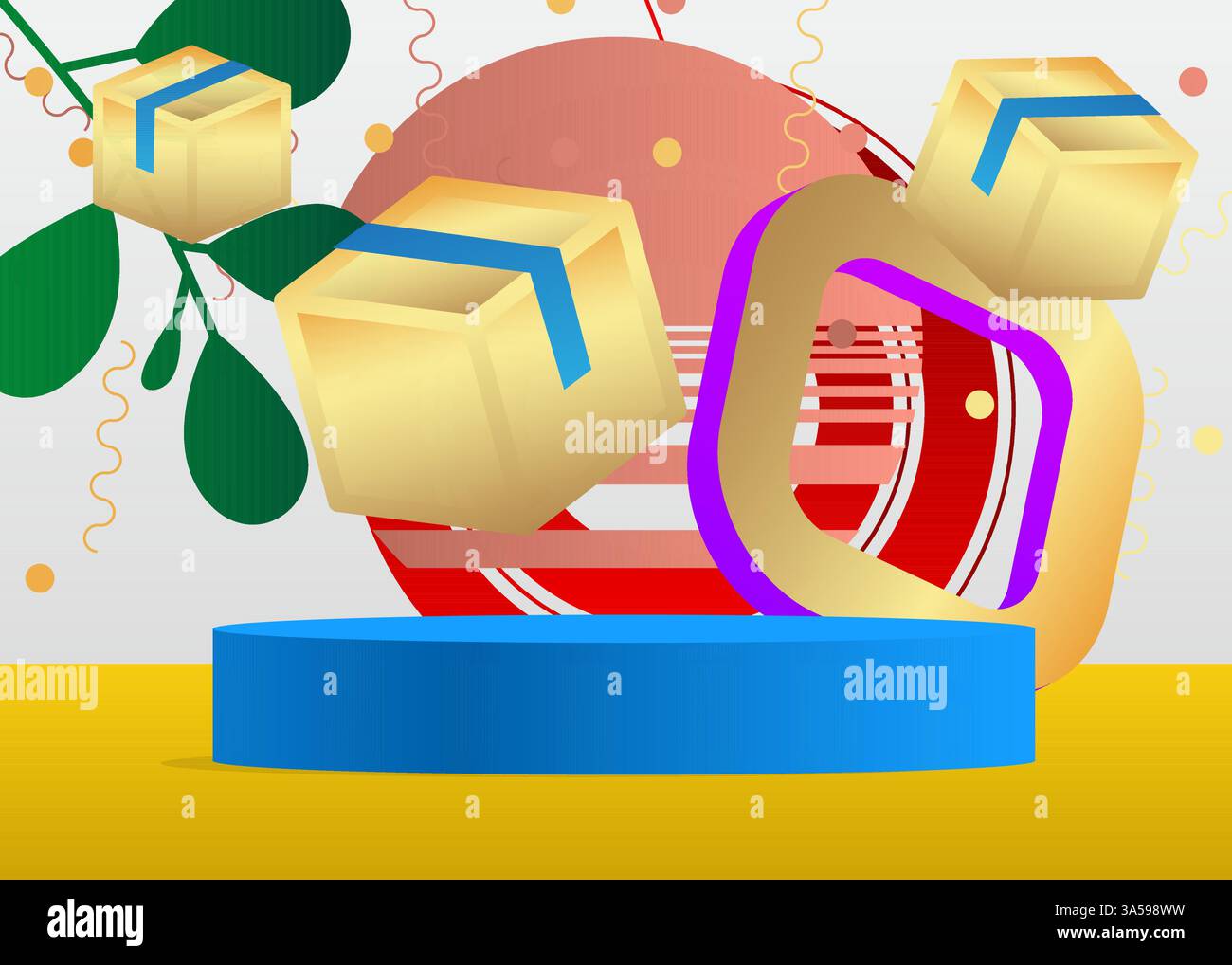 Mockup product display with Cardboard Box. Vector cylinder pedestal ...