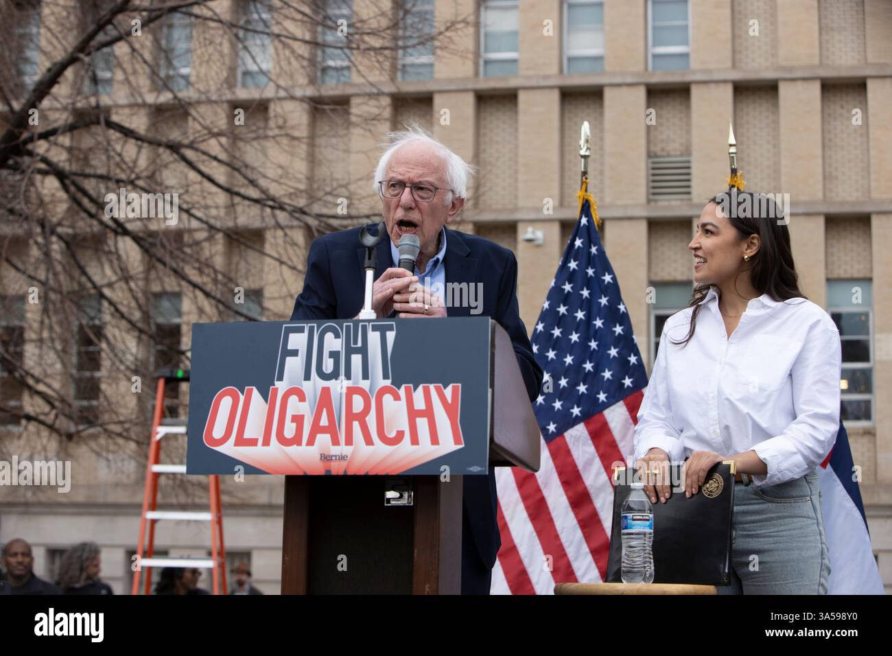 March 21, 2025, Denver, Co, USA: Bernie Sanders, Alexandra Ocasio ...