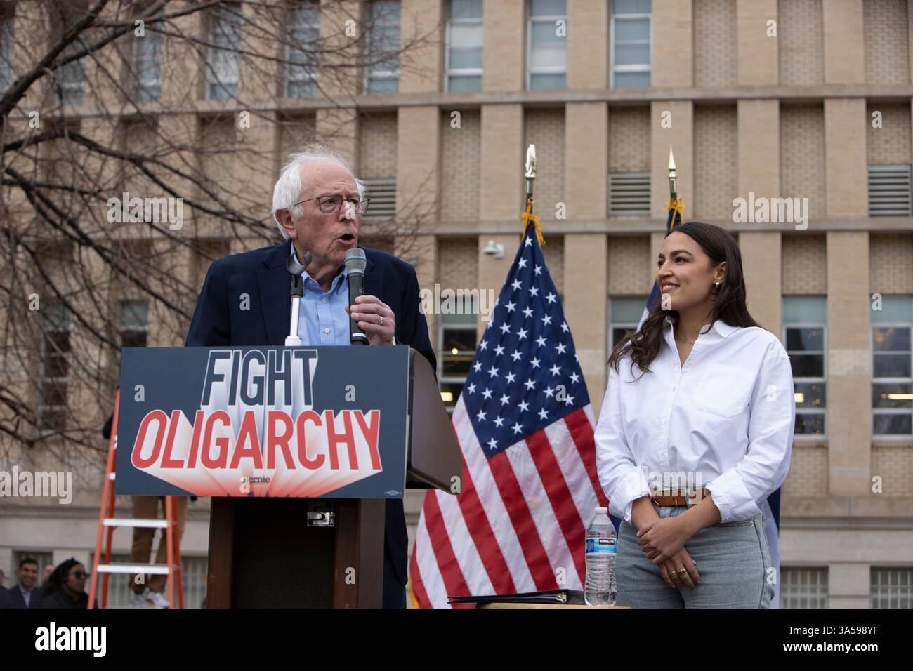Denver, Co, USA. 21st Mar, 2025. Bernie Sanders, Alexandra Ocasio Cortez (AOC). Fight Oligarchy ...