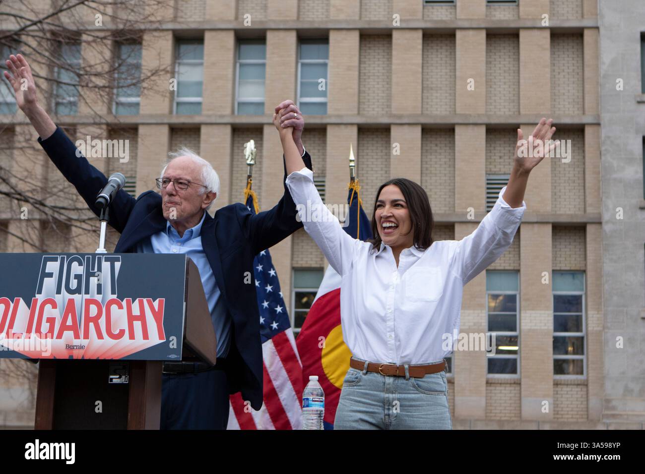 Denver, Co, USA. 21st Mar, 2025. Bernie Sanders, Alexandra Ocasio ...