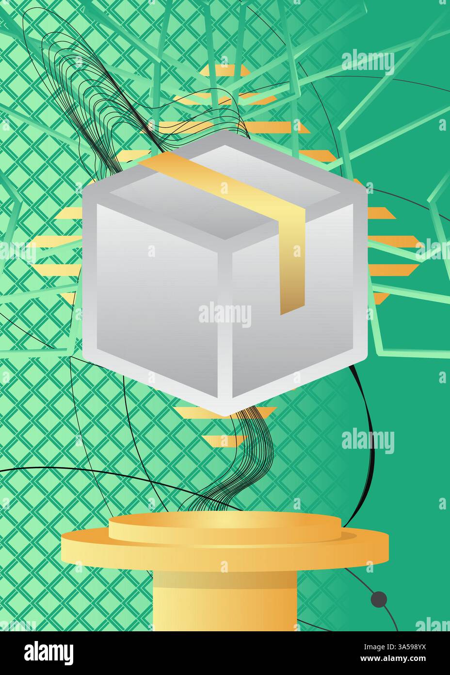 Mockup product display with Cardboard Box. Vector cylinder pedestal ...