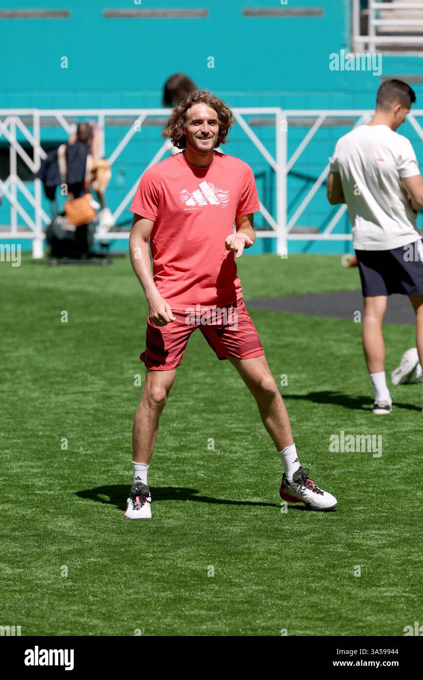 MIAMI GARDENS, FLORIDA - MARCH 21: Stefanos Tsitsipas during Day 4 of ...