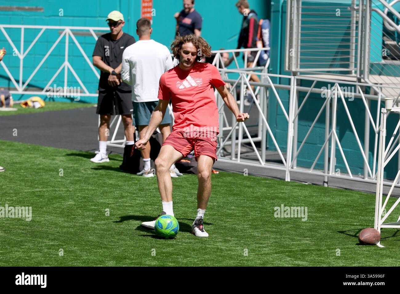 MIAMI GARDENS, FLORIDA - MARCH 21: Stefanos Tsitsipas during Day 4 of ...