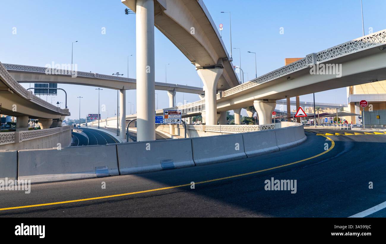 Doha, Qatar - February 24, 2025: A modern highway view of Sabah Al ...