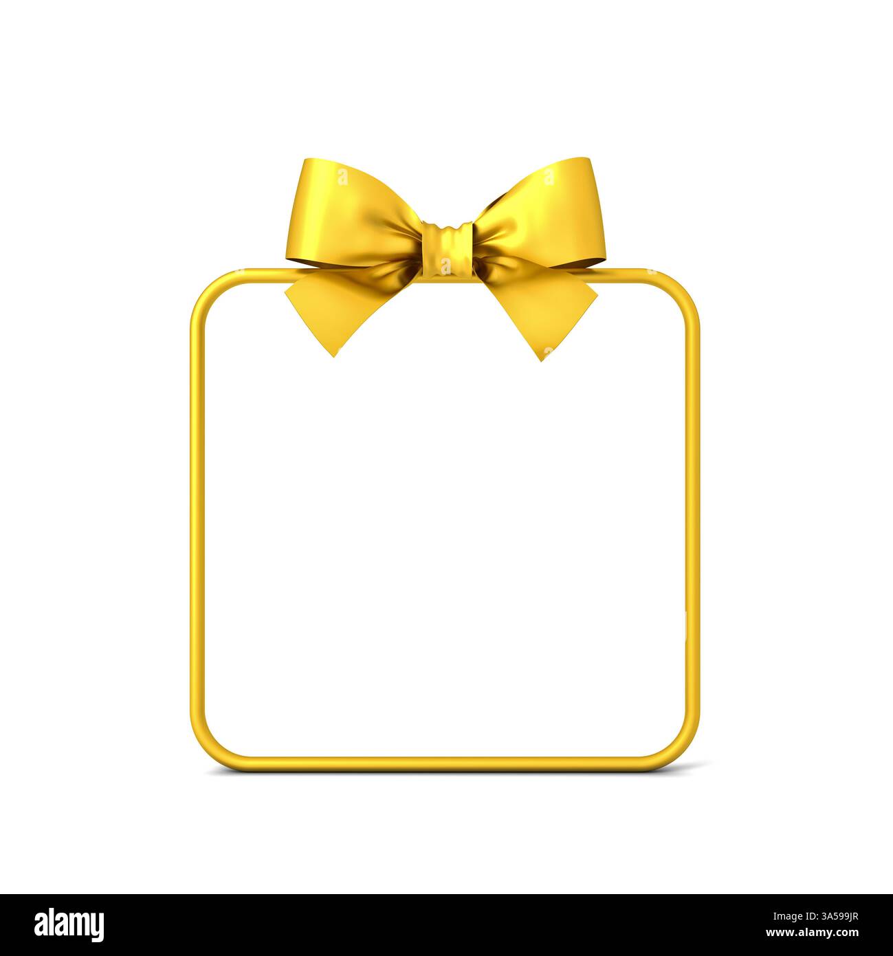 Gold rounded square gift box frame mockup or present frame border ...