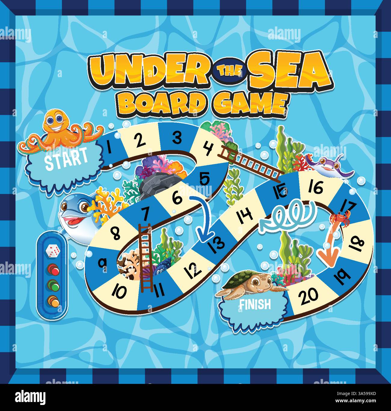 Colorful ocean-themed board game with marine animals Stock Vector Image ...