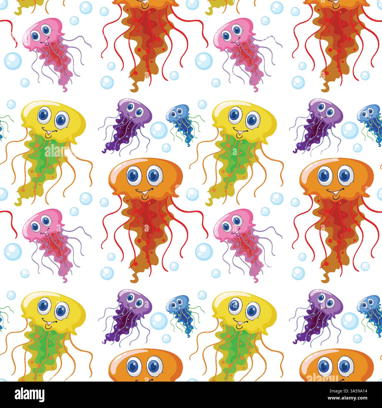 Vibrant jellyfish with bubbles on white background Stock Vector Image ...
