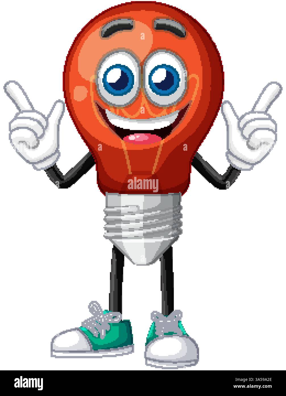 A vibrant vector illustration of a smiling light bulb character with ...