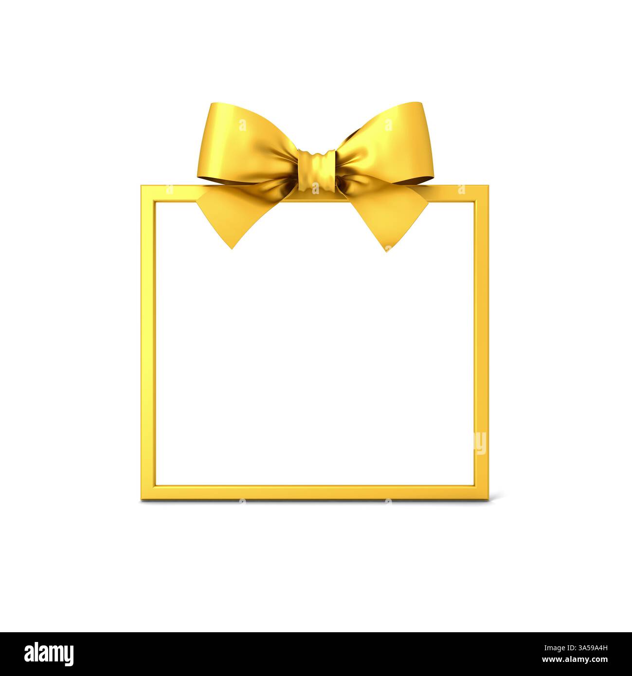 Gold gift box frame mockup or present frame border isolated on white ...