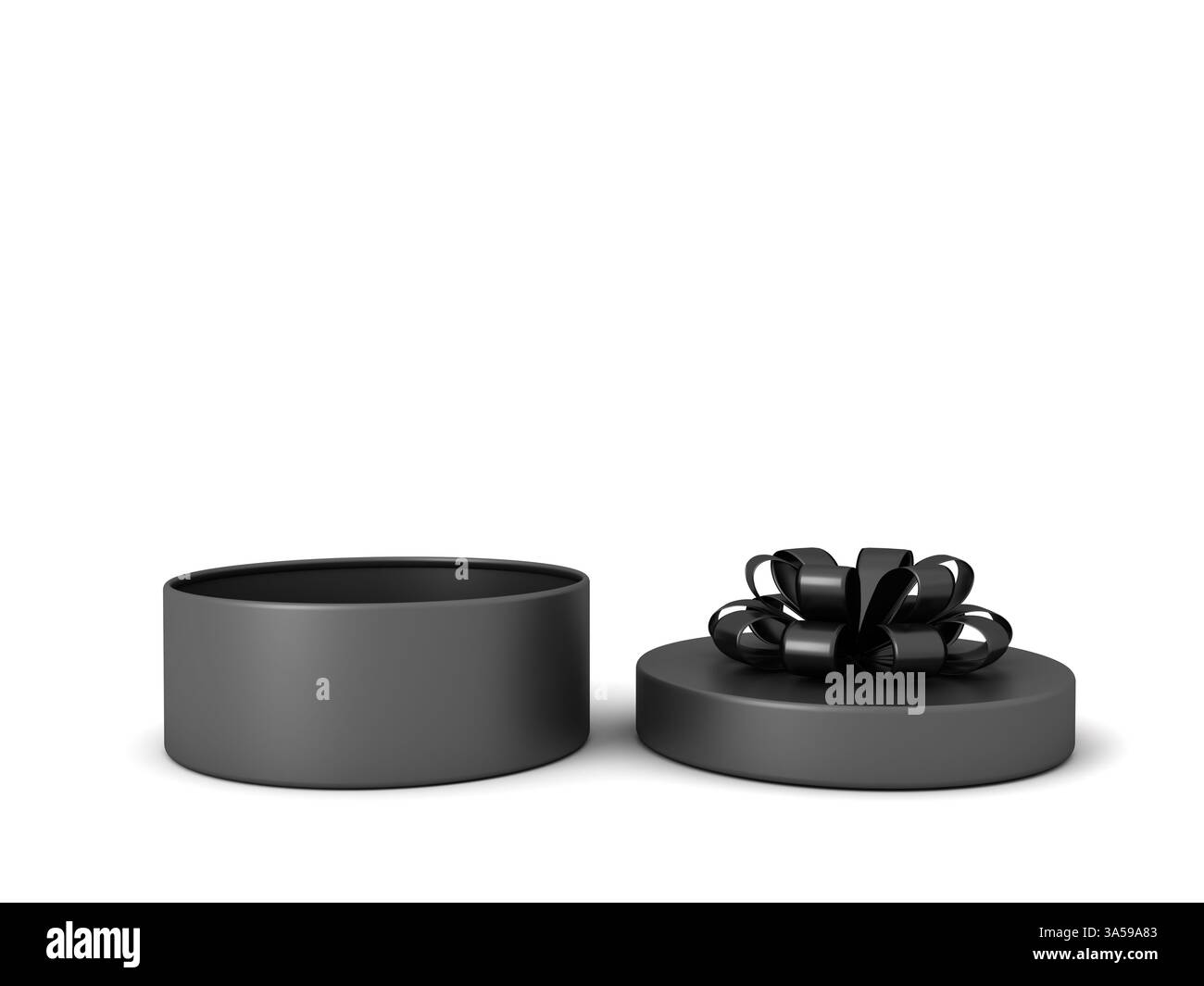 Blank black minimal round present box product display mock up open with ...