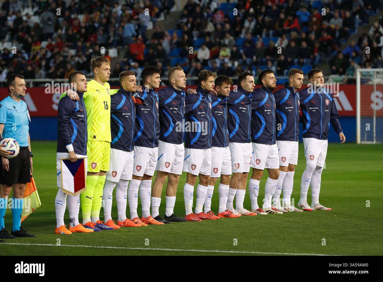 Lorca, Spain. 21st Mar, 2025. U21 Czech team group line-up (CZE ...