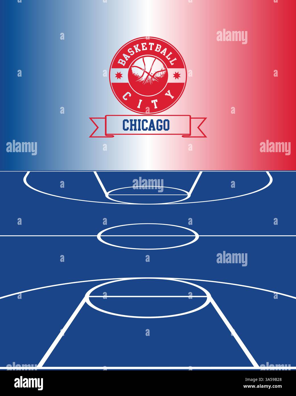 City of Chicago Stamp, Basketball Court, Vector Illustration Abstract ...