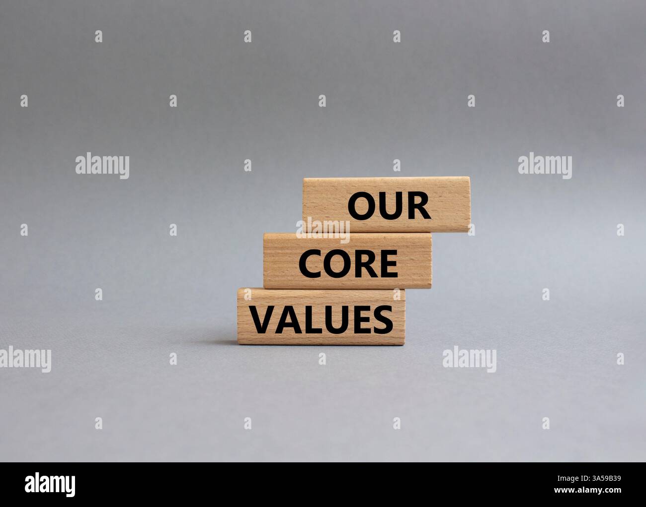 Our core values symbol. Concept words Our core values on wooden blocks ...