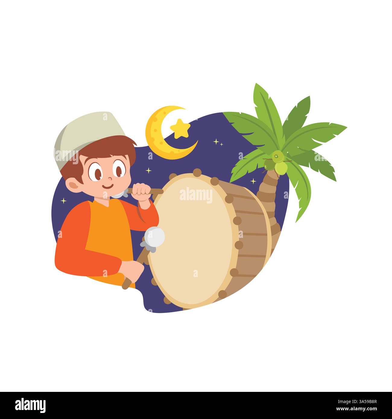 The Traditional Ramadan Drum, Waking Up for Suhoor Stock Vector Image ...