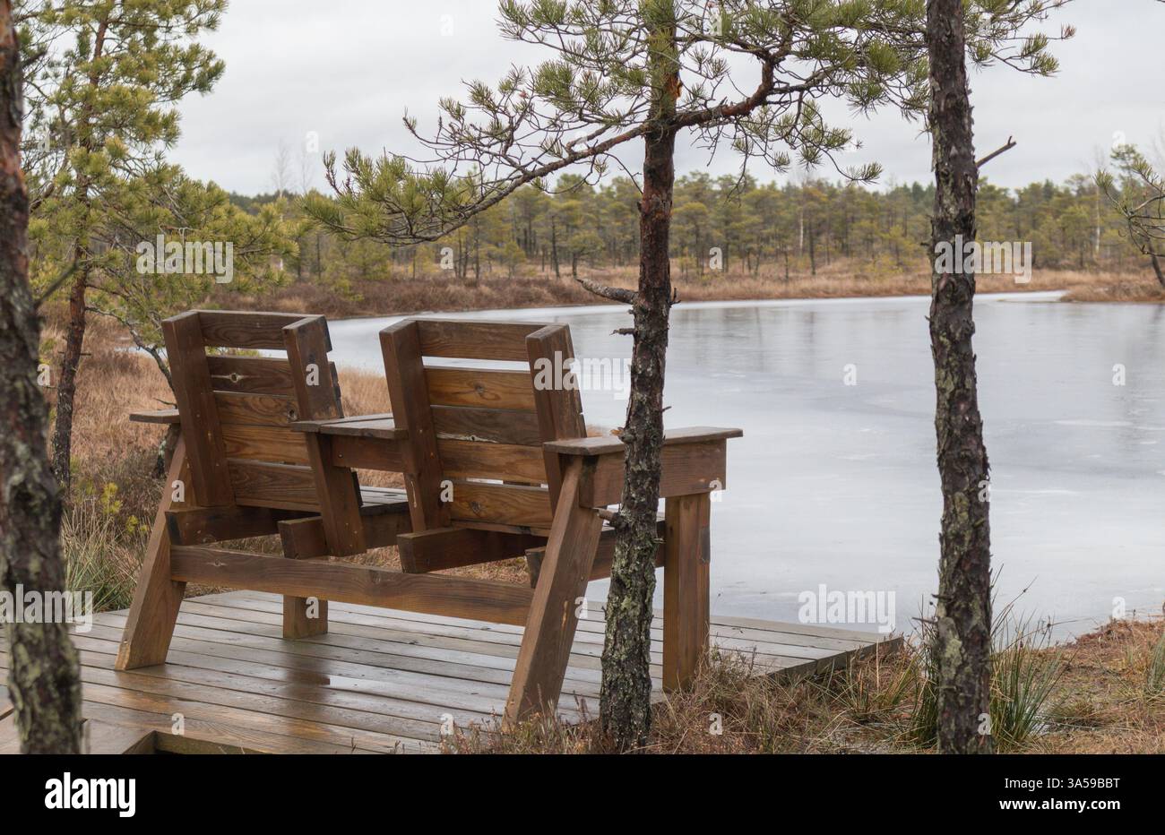 Wooden platform boardwalk benches hi-res stock photography and images ...