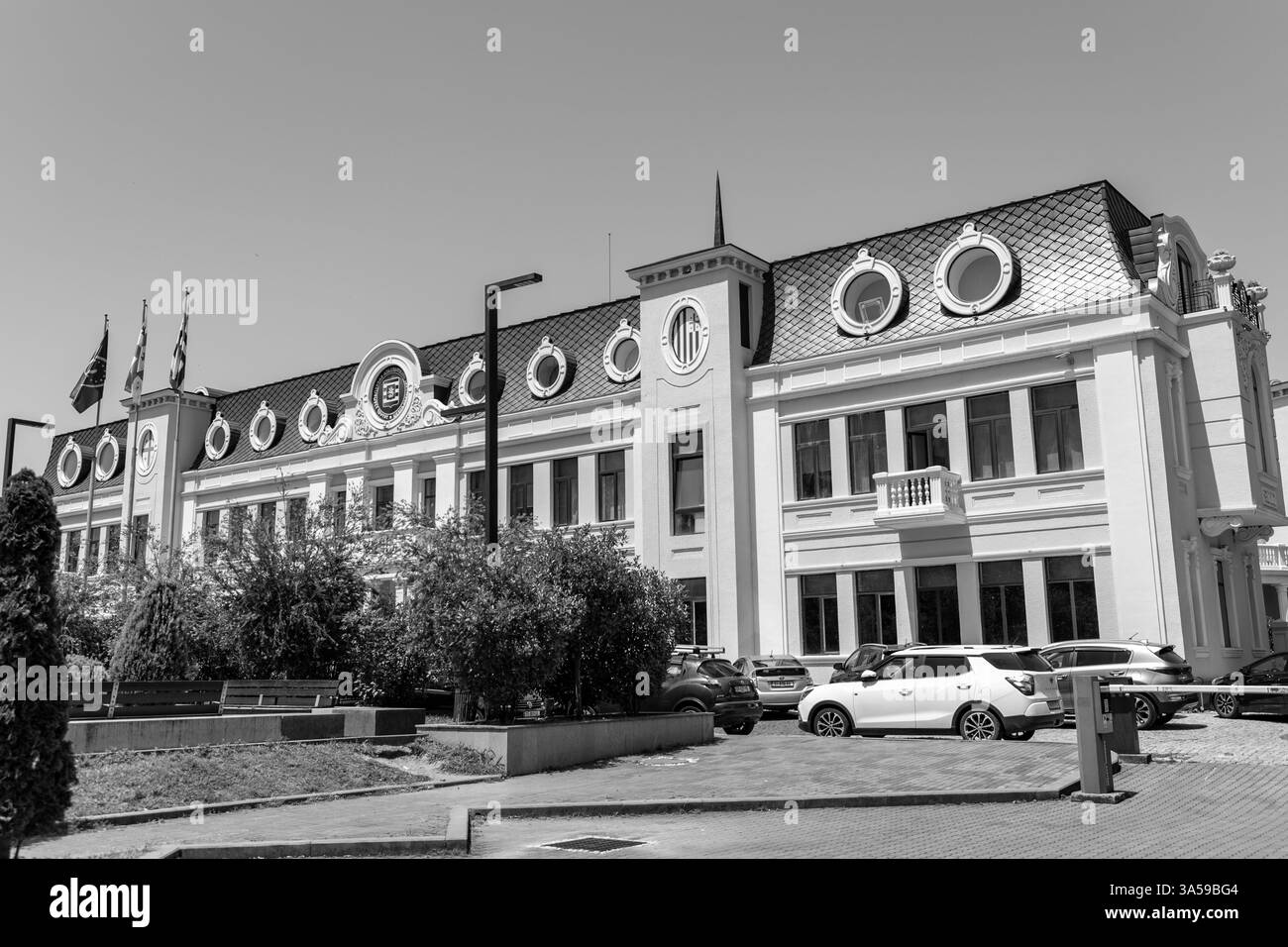 Flag georgia on flagpole Black and White Stock Photos & Images - Alamy