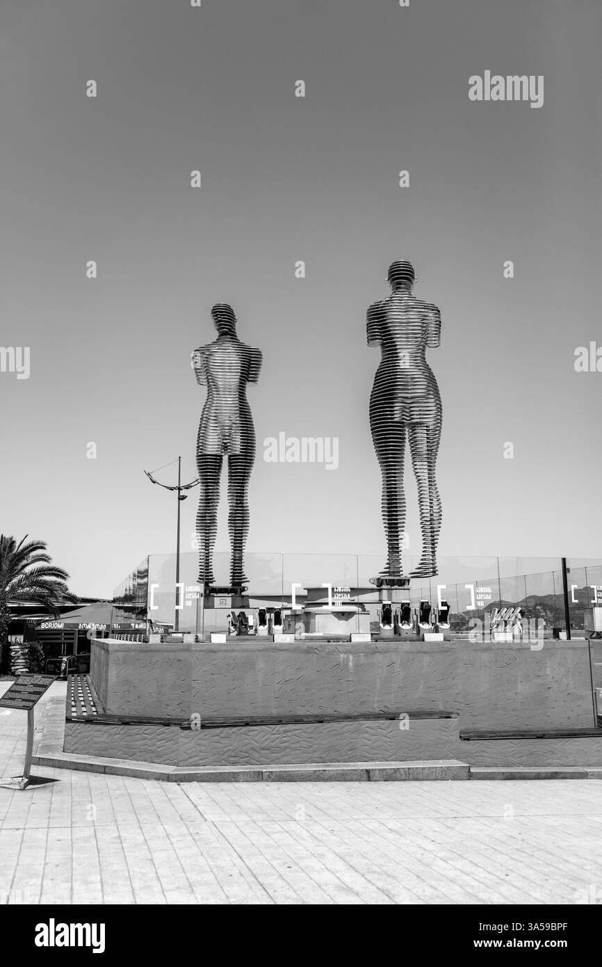 Batumi, Georgia - 12 JUNE 2024: The statue of Ali and Nino, moving ...