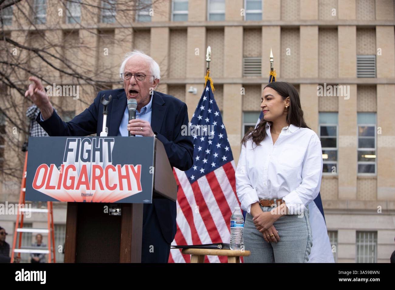 Denver, Co, USA. 21st Mar, 2025. Bernie Sanders, Alexandra Ocasio Cortez (AOC). Fight Oligarchy ...