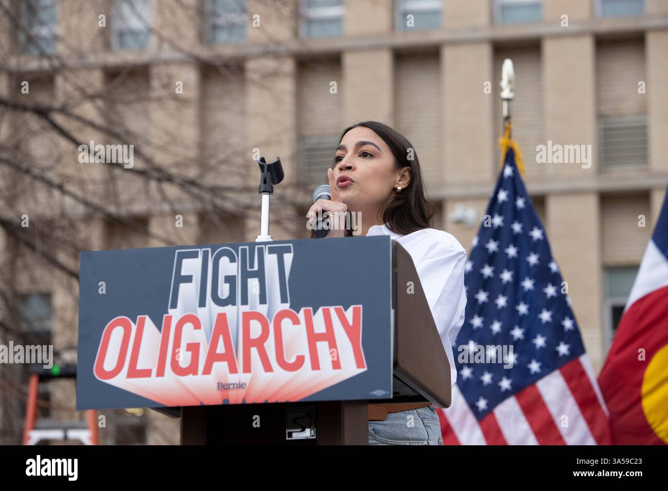 March 21, 2025, Denver, Co, USA: Bernie Sanders, Alexandra Ocasio ...