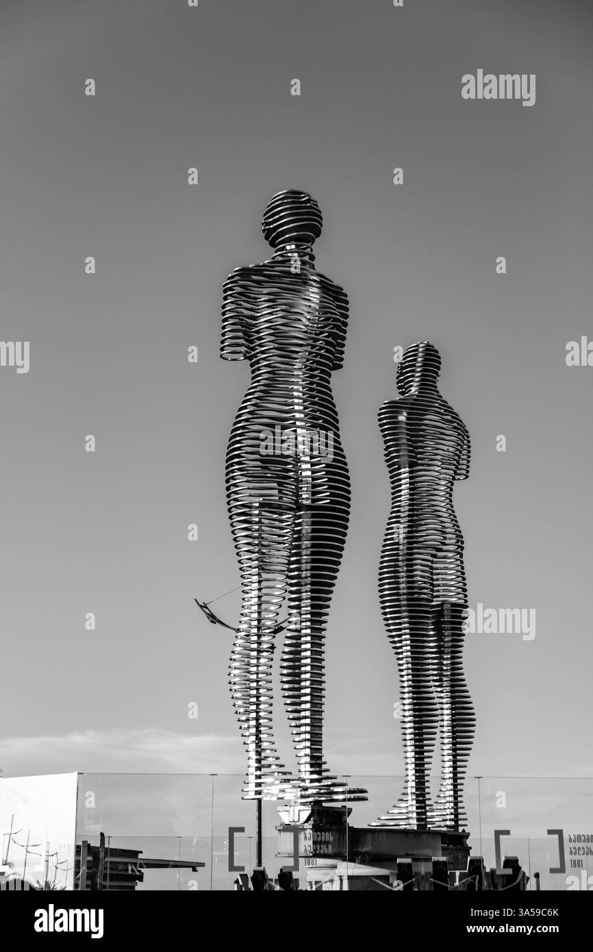 Batumi, Georgia - 12 JUNE 2024: The statue of Ali and Nino, moving ...