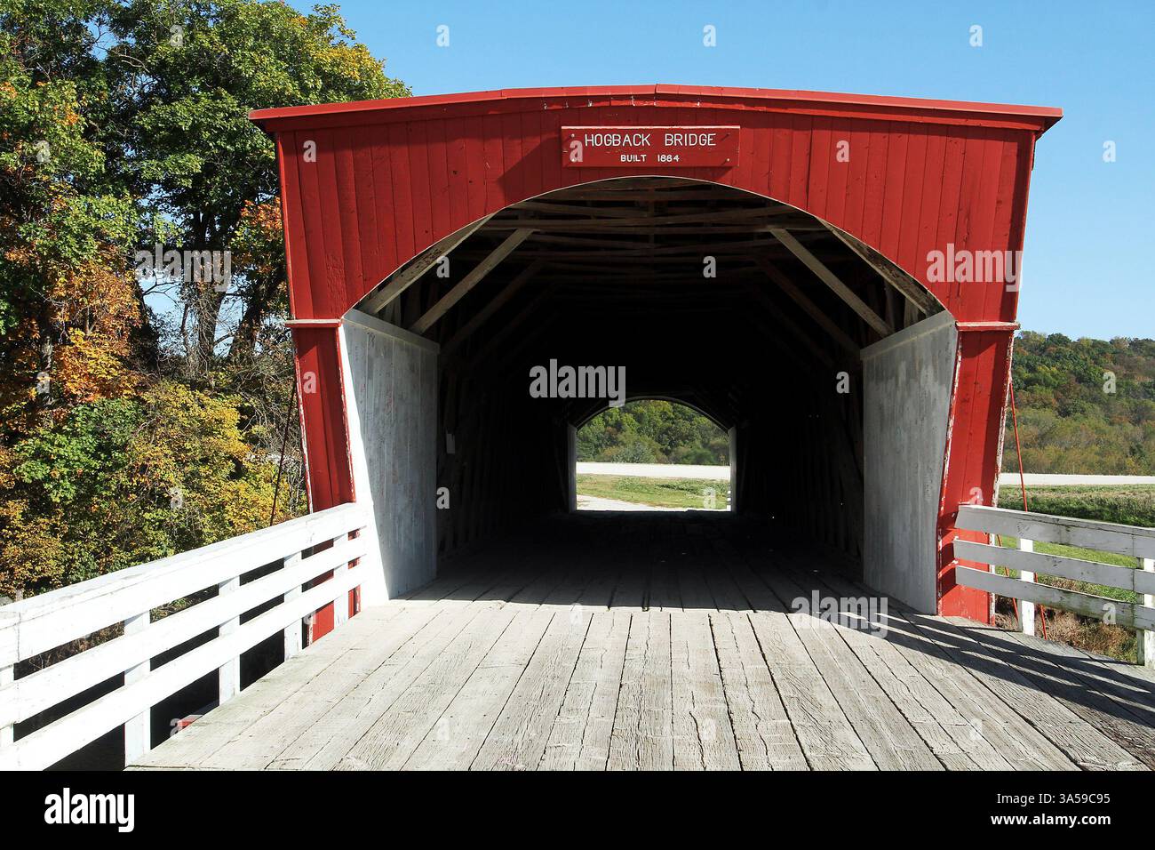Winterset, IOWA, USA. 11th Oct, 2014. The Hogback Bridge is the ...