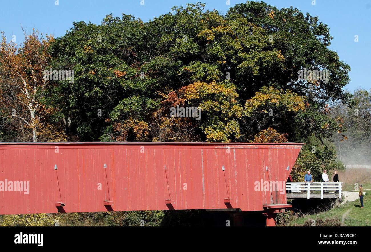 Winterset, IOWA, USA. 11th Oct, 2014. The Hogback Bridge is the ...