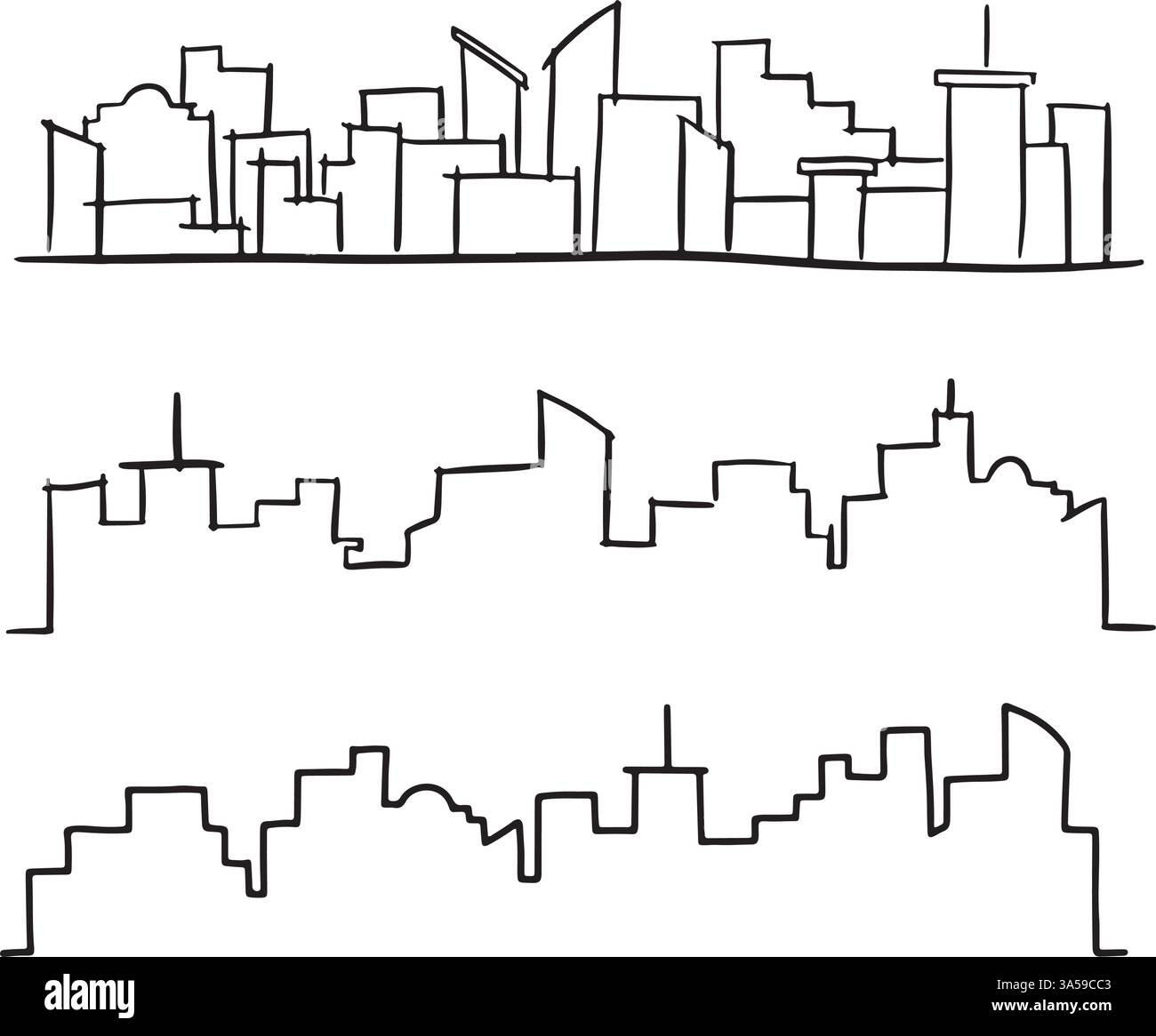 Modern metropolis skyline drawing Cut Out Stock Images & Pictures - Alamy