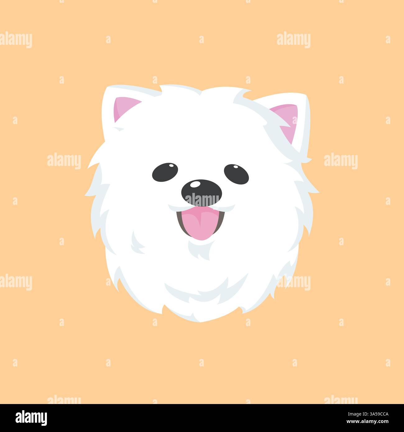 Cute Samoyed white dog puppy. Cartoon Vector Stock Vector Image & Art ...