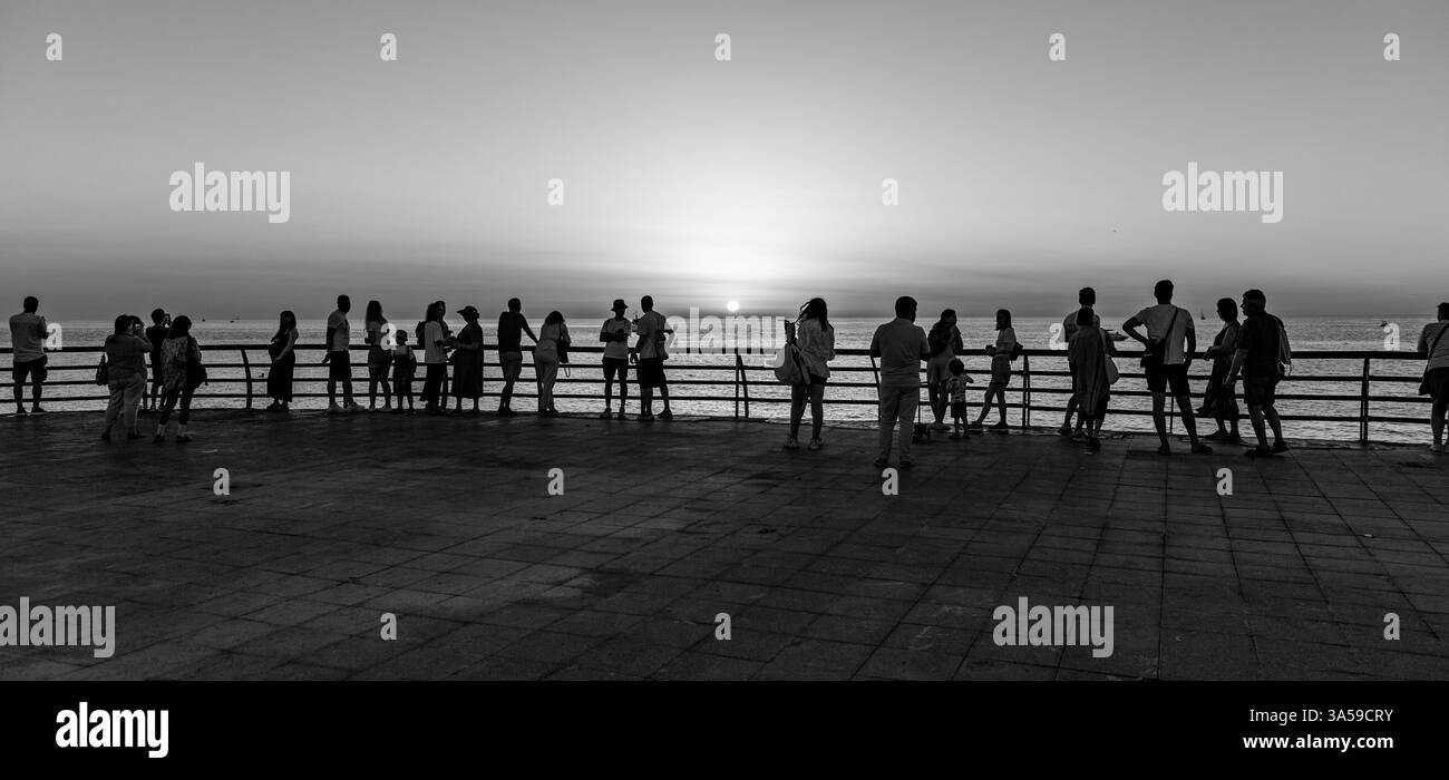 Batumi, Georgia - 12 JUNE 2024: Serene sunset scene along the beach of ...