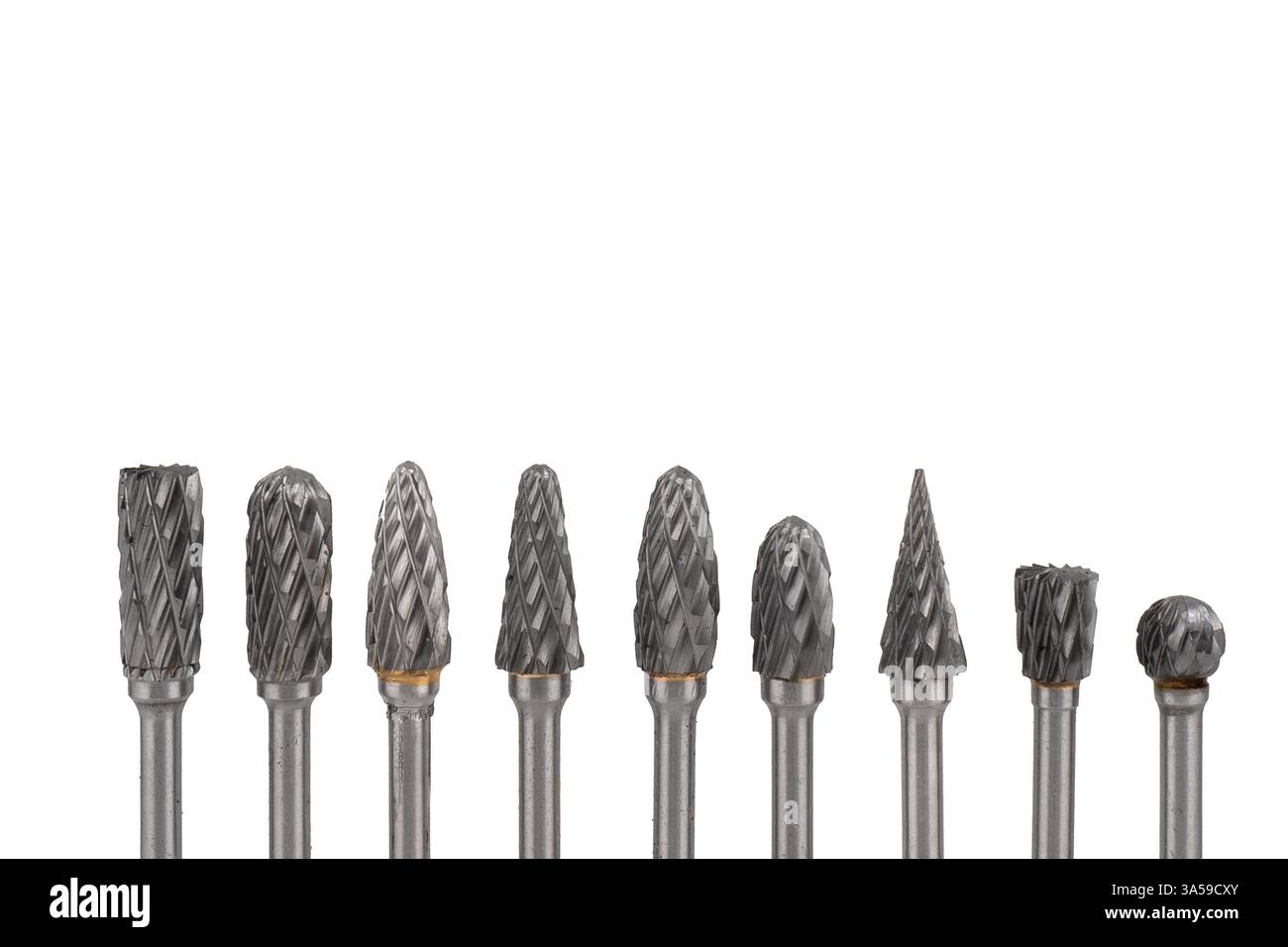Carbide burrs isolated on white background. Rotary file burr texture ...