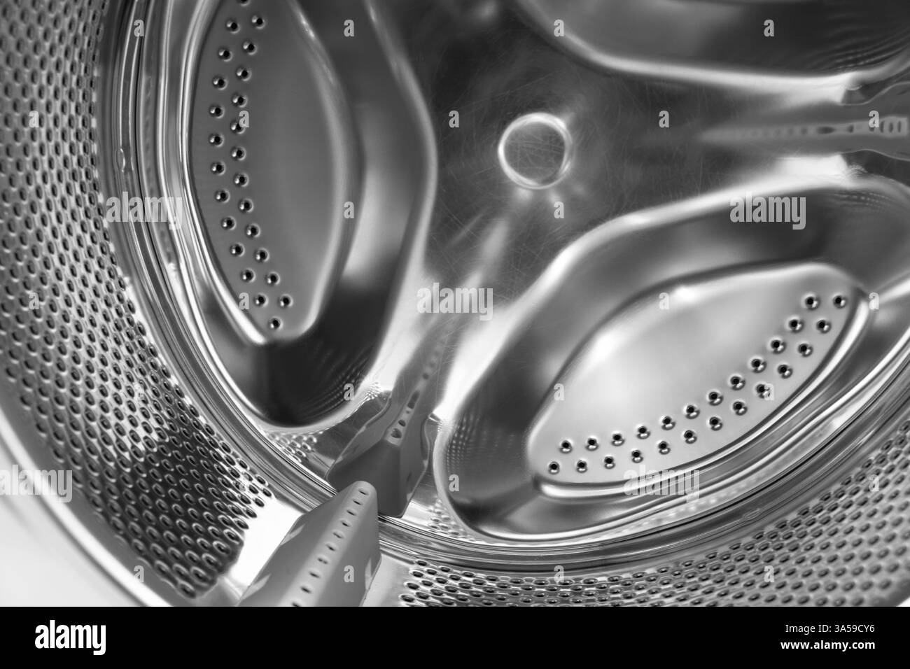 Washing machine drum close up. Washing machine background. Inside the ...