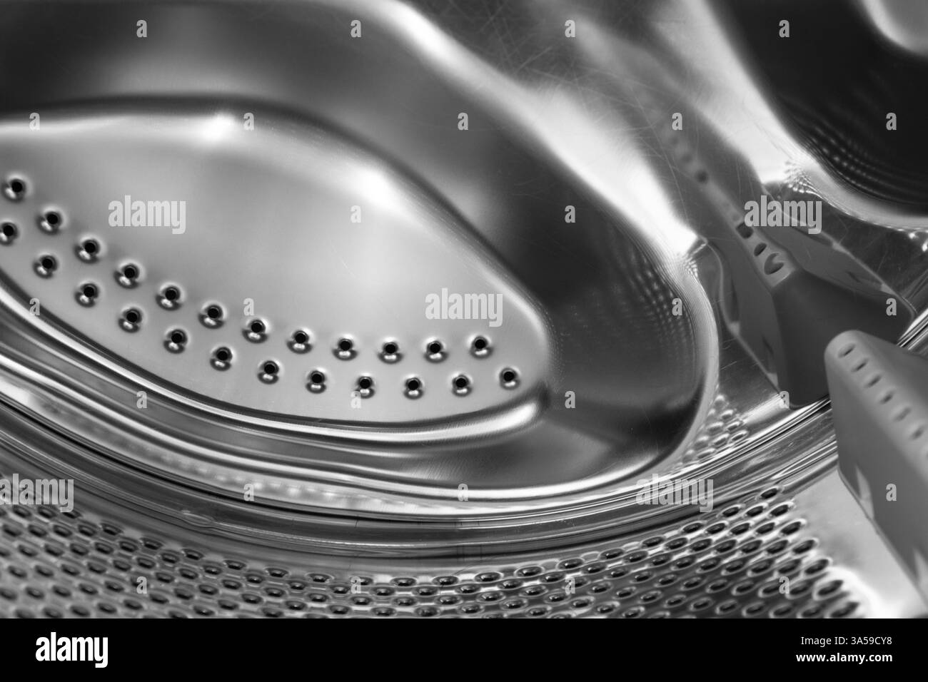 Washing machine drum close up. Washing machine background. Inside the ...