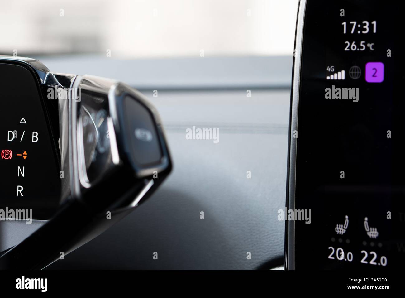 Automatic transmission shift selector in the modern car interior. Selector automatic ...