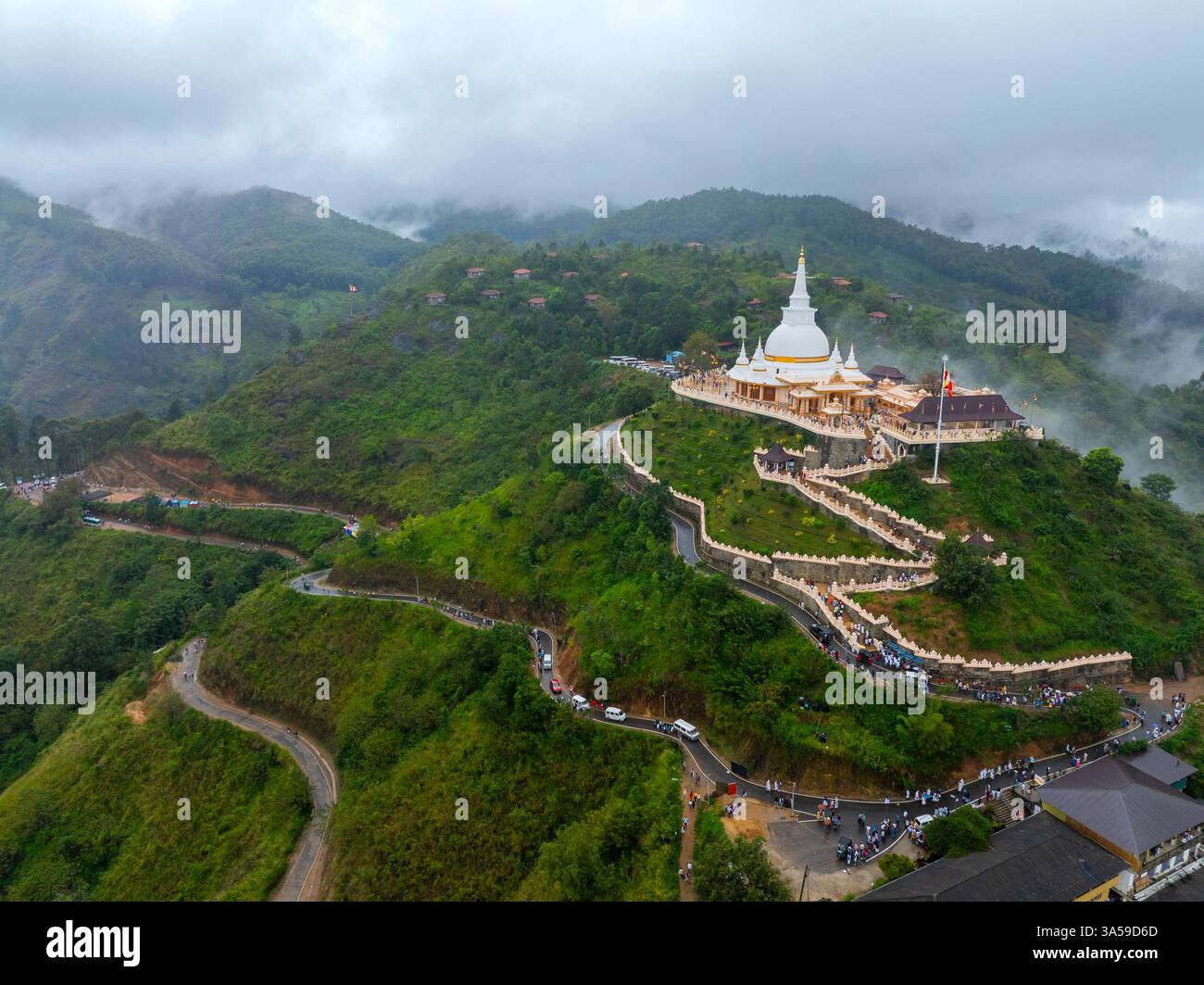 The image captures the Mahamevnawa Buddhist Monastery in Ella, Sri ...