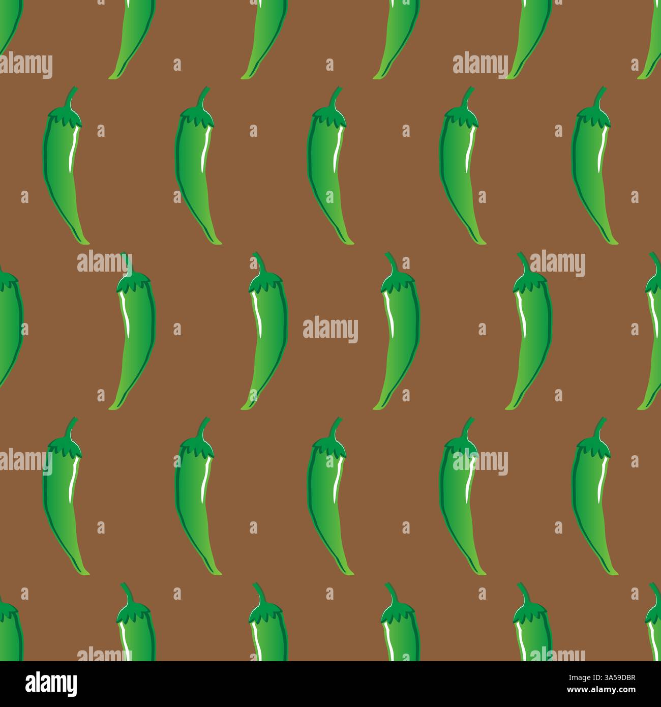 Green chilli stock vector seamless pattern on brown background for ...
