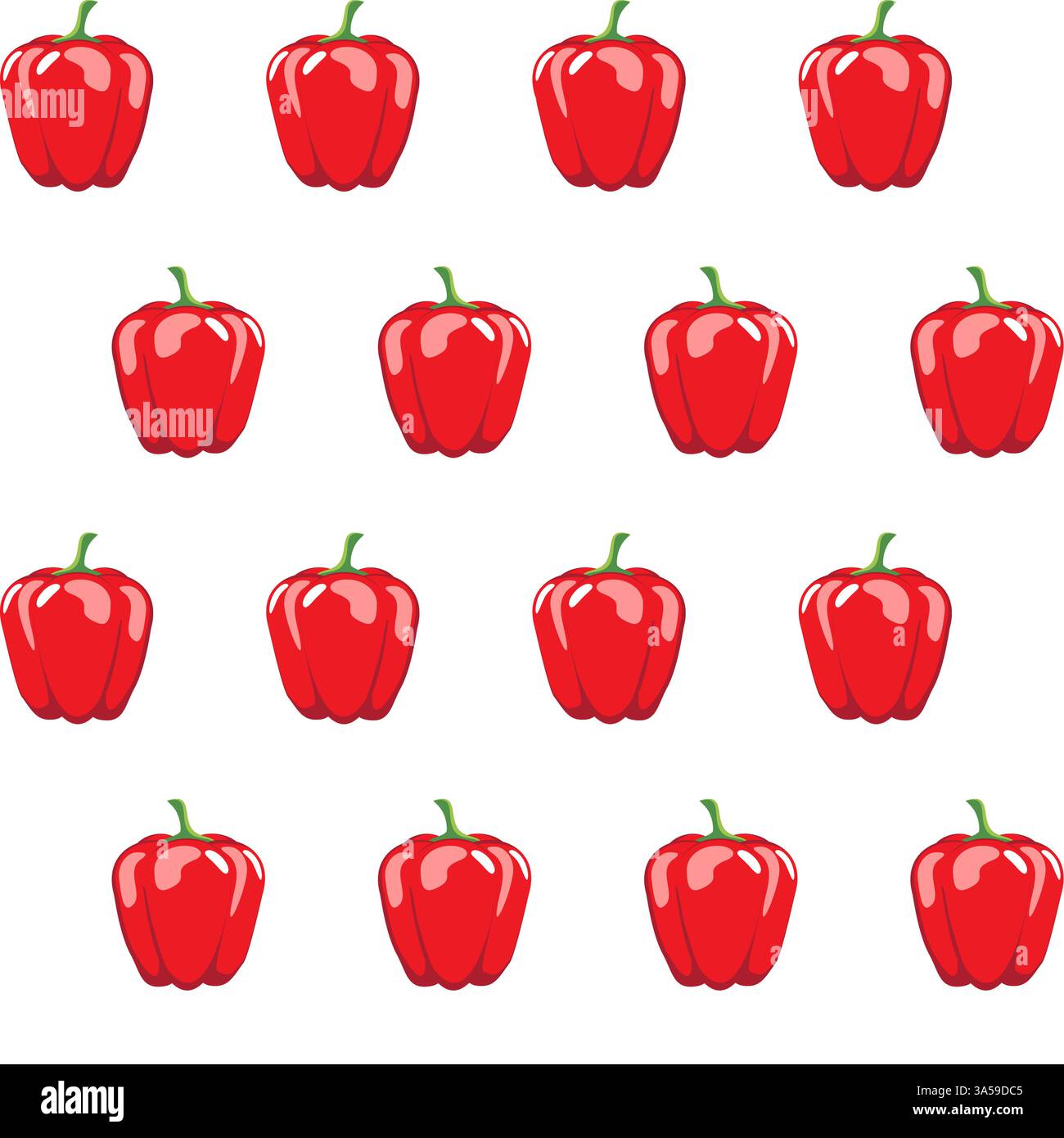 Red bell pepper stock vector seamless pattern on white background for ...