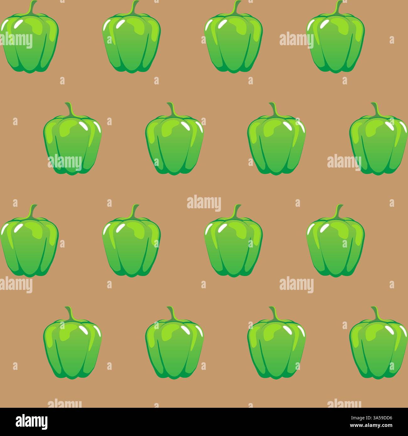 Green bell pepper stock vector seamless pattern on brown background for ...