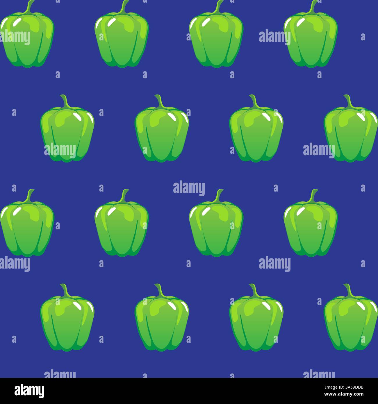Green bell pepper stock vector seamless pattern on blue background for ...
