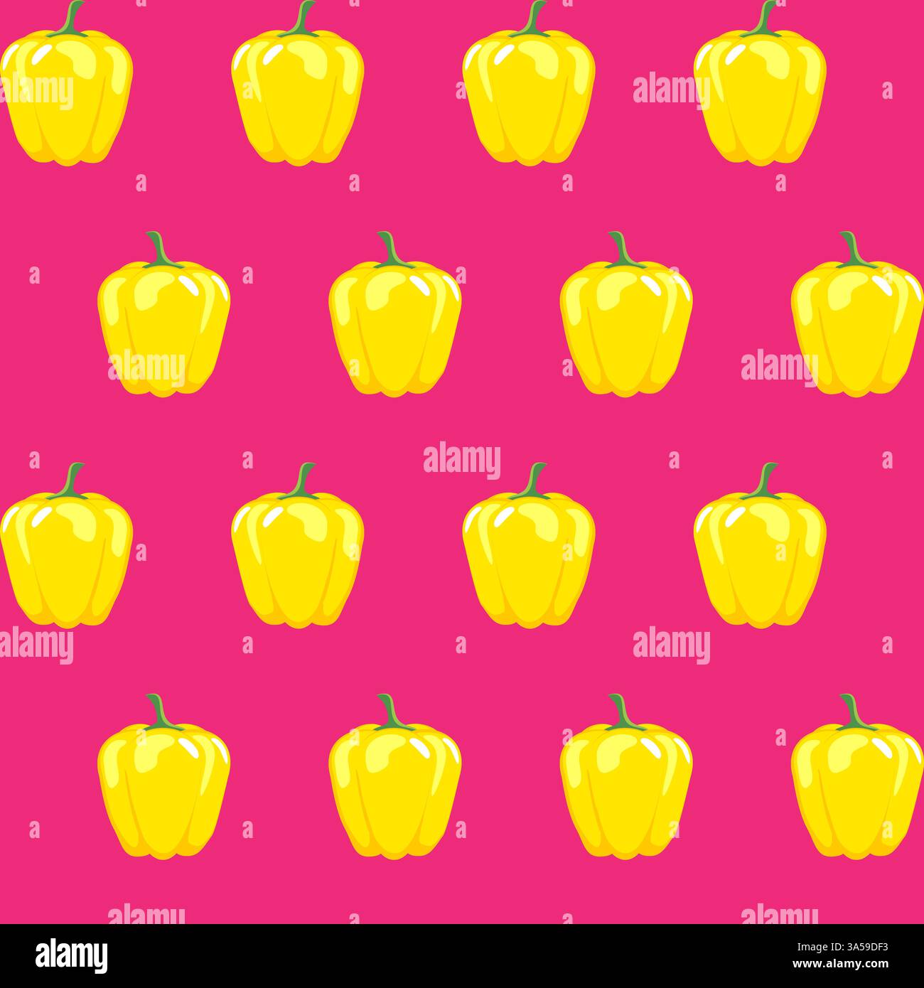 Yellow bell pepper stock vector seamless pattern on pink background for ...