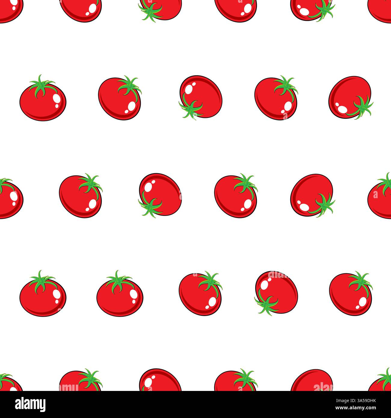 Red tomato stock vector seamless pattern on white background for ...
