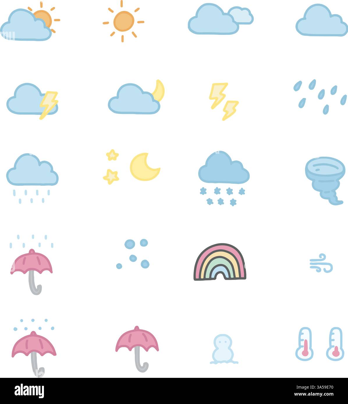 Doodle weather element set Cut Out Stock Images & Pictures - Alamy