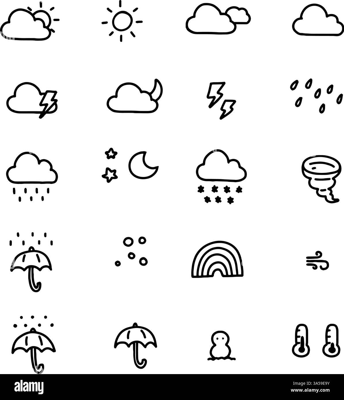 Doodle weather element set Cut Out Stock Images & Pictures - Alamy