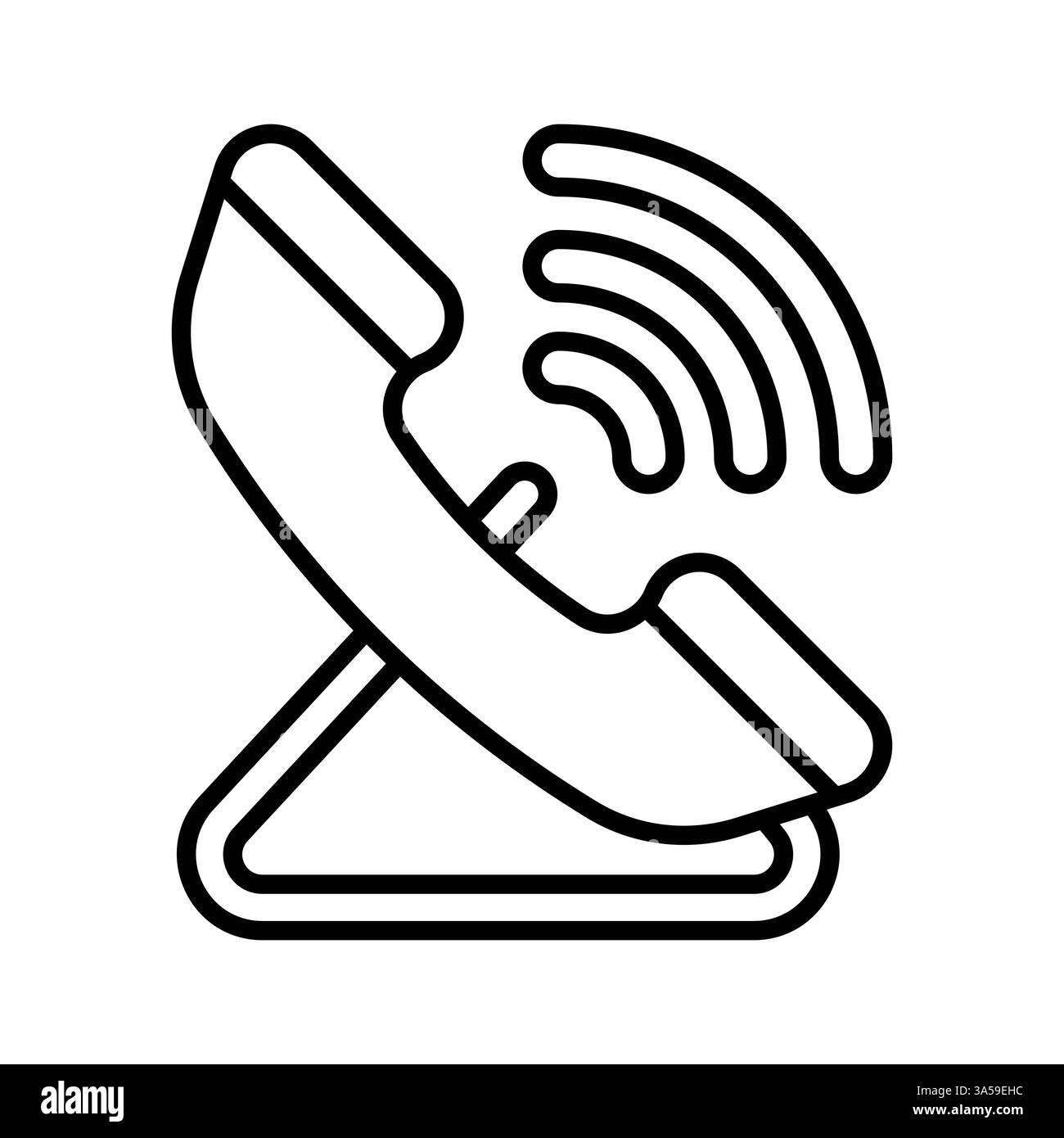 Telephone receiver with wire showing icon of telephone calling, voice ...