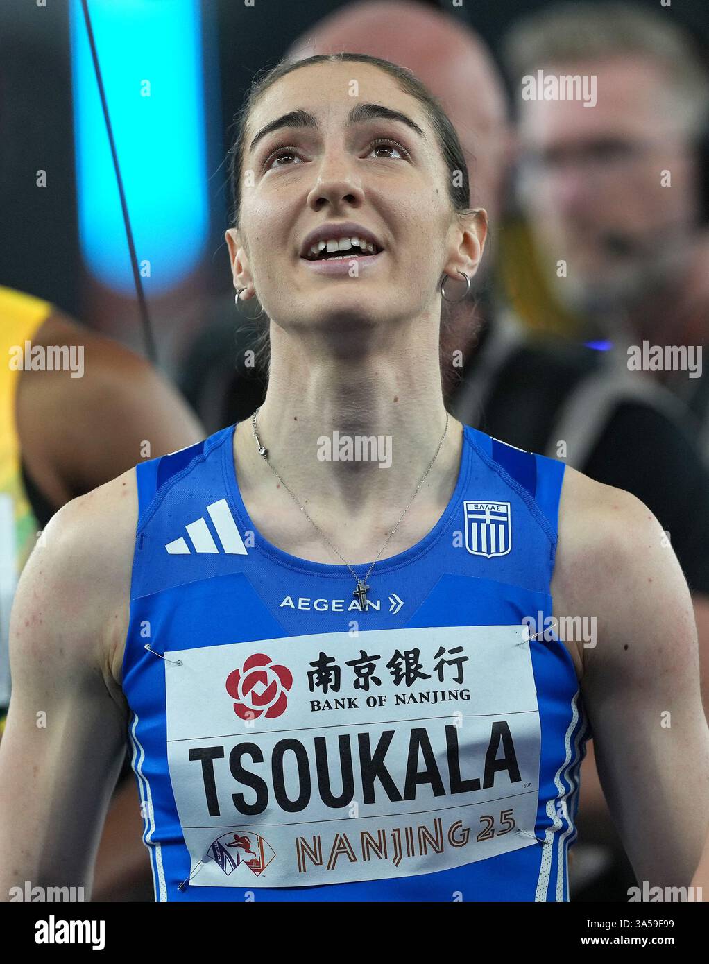 Nanjing, China's Jiangsu Province. 22nd Mar, 2025. Dimitra Tsoukala of Greece reacts after the ...