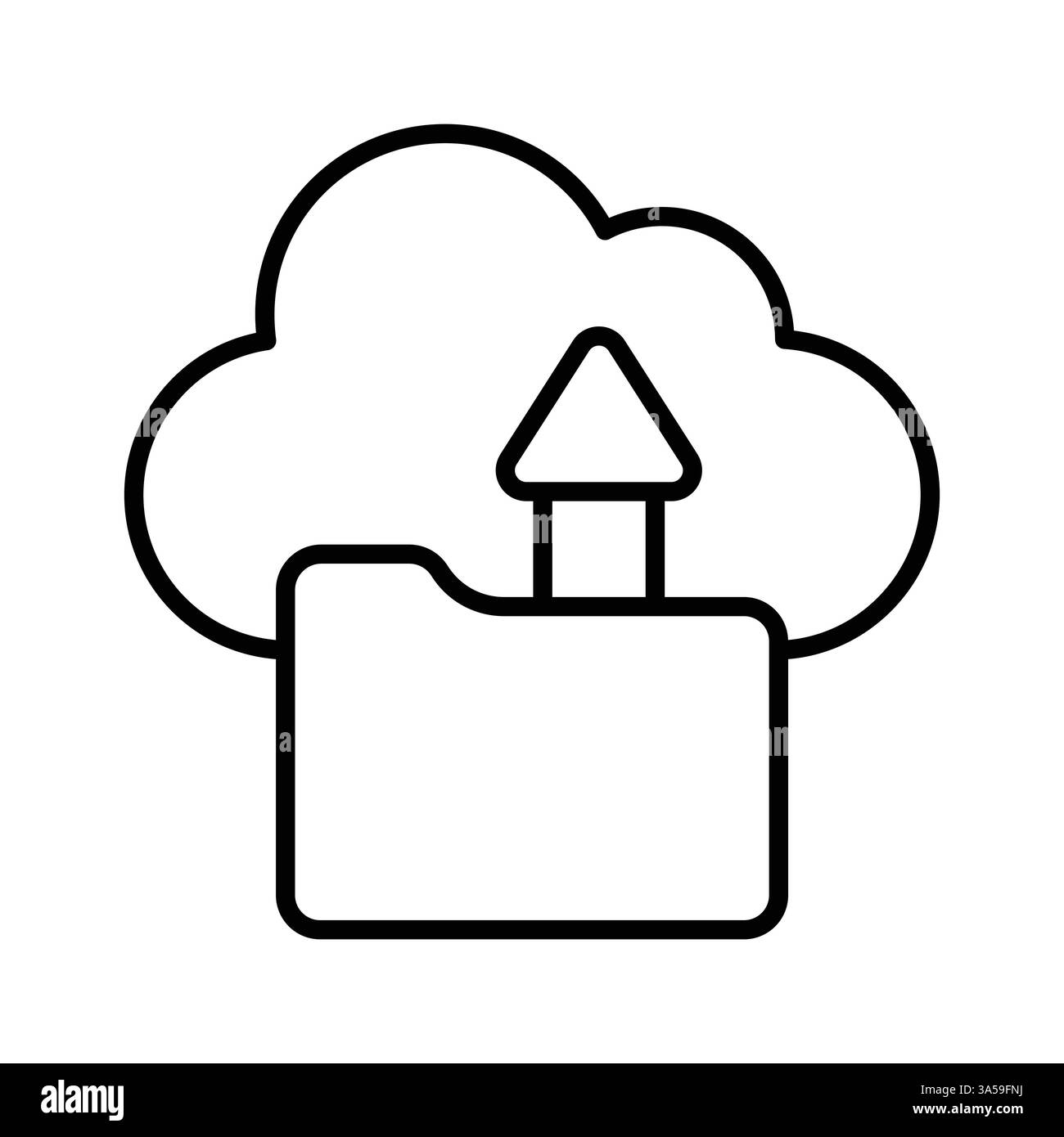 Folder with upward arrow and cloud denoting concept icon of cloud data storage, drive icon Stock ...