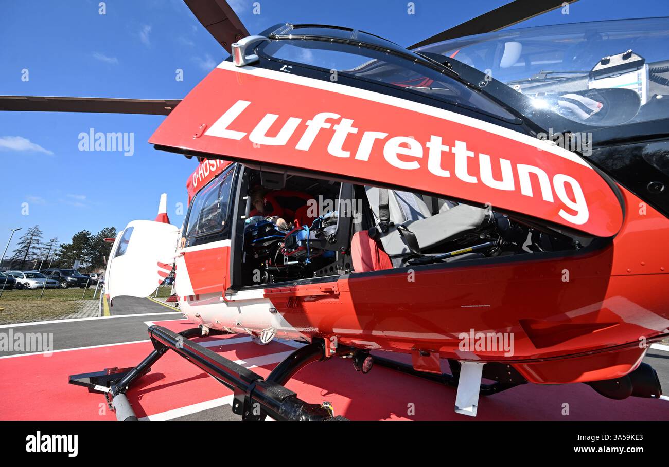 Ravensburg, Germany. 17th Mar, 2025. A German Air Rescue helicopter ...
