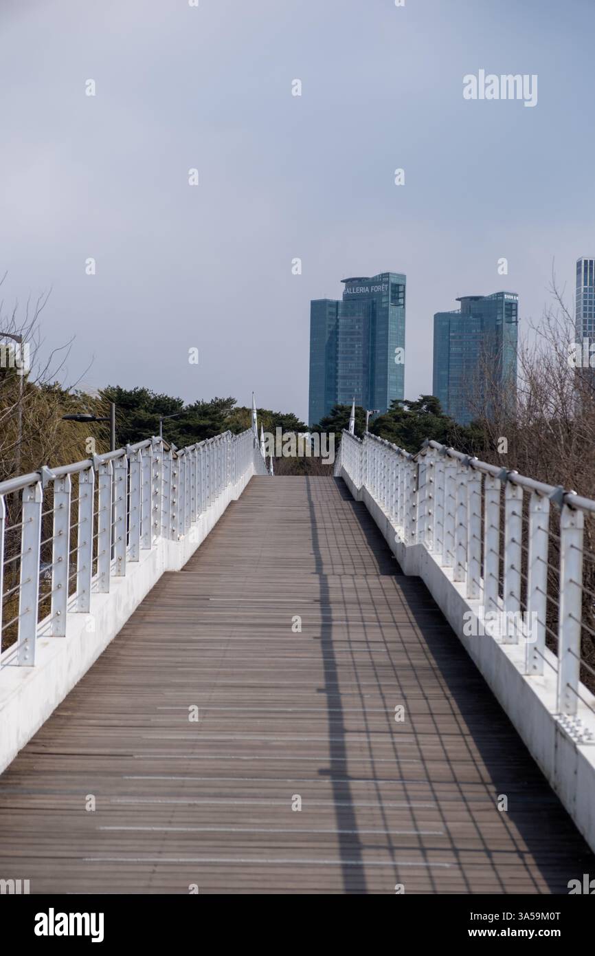 Seoul, South Korea - 20 March 2024: Seoul Forest Pedestrian Bridge with ...