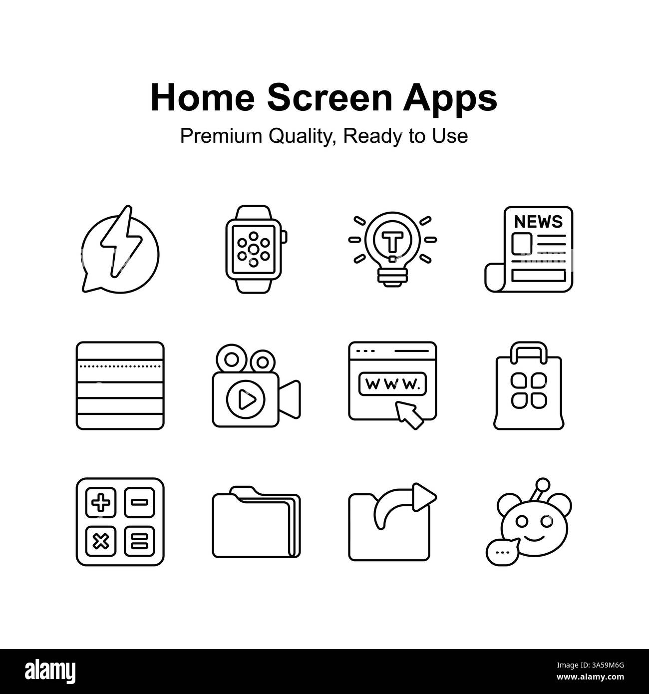 Grab this amazing icons set of mobile apps, home screen applications vectors Stock Vector Image ...